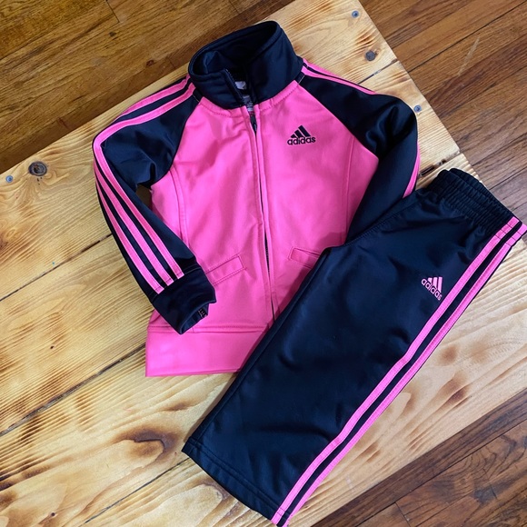 adidas | Matching Sets | Adidas Girls Tracksuit Outfit Pinkblack | Poshmark